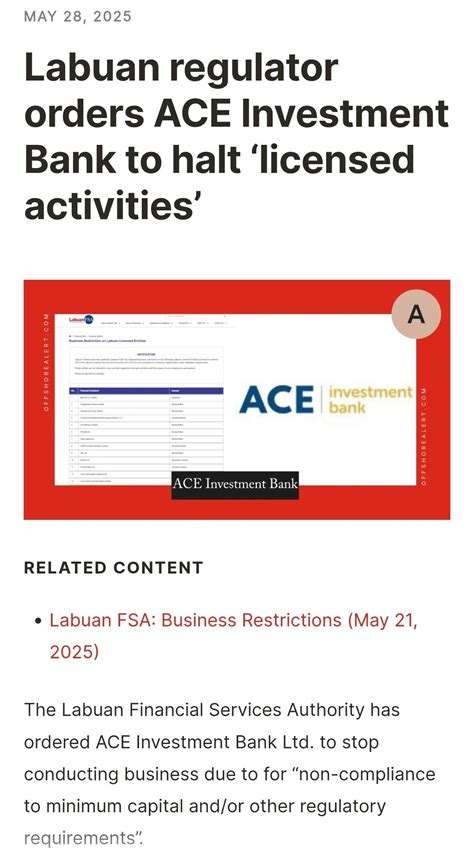 Learnabee Ace Investment Bank 投资银行 一家持有纳闽（labuan）牌照的投资银行被labuan Fsa监管
