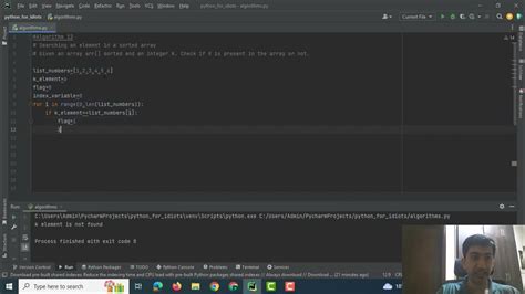 Searching An Element In A Sorted Array Python Algorithm Youtube