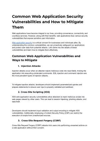 PPT - Common Web Application Security Vulnerabilities and How to ...