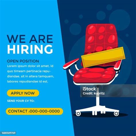 온라인 우리는 소셜 미디어 포스트 템플릿에 적합한 포스터 디자인을 고용하고 있습니다 개념에 대한 스톡 벡터 아트 및 기타 이미지