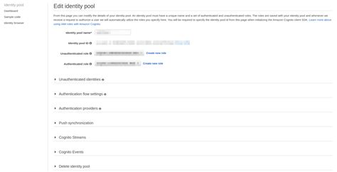 amazon web services can t find aws identity pool s rules setting