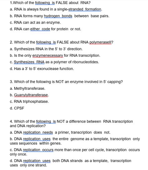 Solved 1 Which Of The Following Is False About Rna A Rna