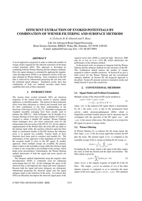 Pdf Efficient Extraction Of Evoked Potentials By Combination Of