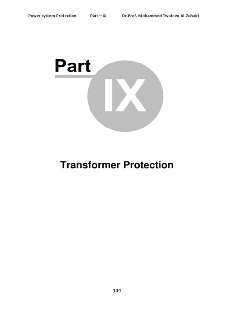 Power System Protection Part 09 Pdf Transformer Electric Power System