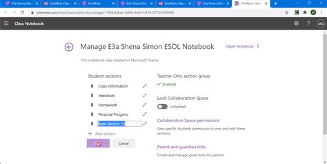i cannot add a section in my teams class notebook microsoft community hub