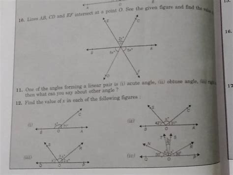 10 Lines Ab Cd And Ef Intersect At A Point O See The Given Figure And F