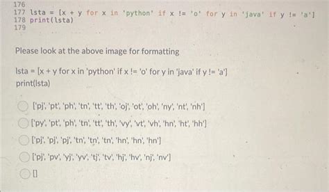 solved 177 ista [x y for x in python if x 0 for y