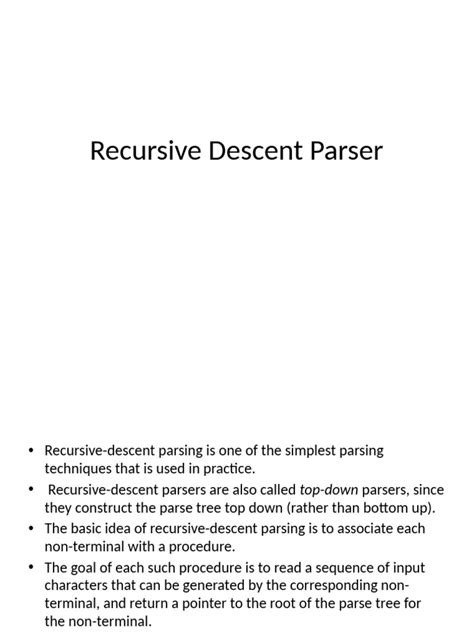 5 top down parsing recursive descent parsing 07 08 2024 pdf