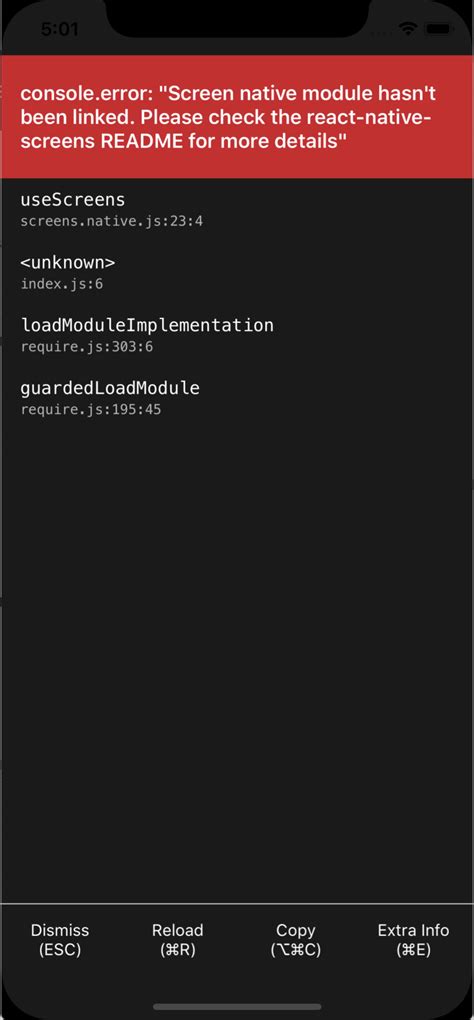 IOS RN V0 60 Screen Native Module Hasn T Been Linked