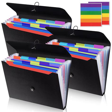 Amazon Com Dyrfolm 3 Pcs Accordion Folder 13 Pocket Expanding File Folder Plastic Accordion