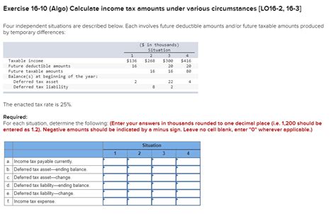 Solved Exercise 16 10 Algo Calculate Income Tax Amounts