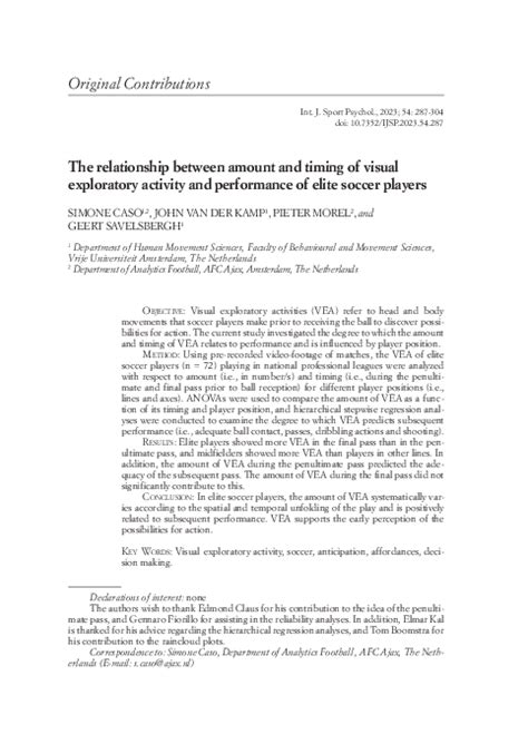 Pdf The Relationship Between Amount And Timing Of Visual Exploratory Activity And Performance