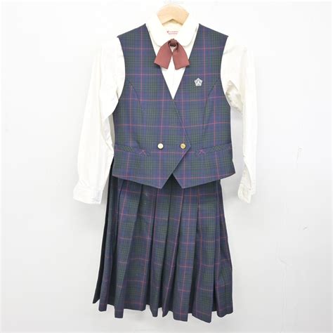 【中古】福岡県 筑紫中央高等学校 女子制服 6点 ブレザー・ベスト・シャツ・スカート Sf132499 中古制服通販パレイド