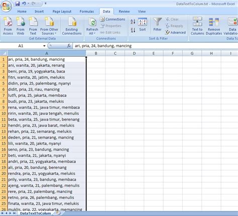 Convert Data Text To Column Pada Microsoft Excel Finata Otodidak Teknik Cara Belajar Secara