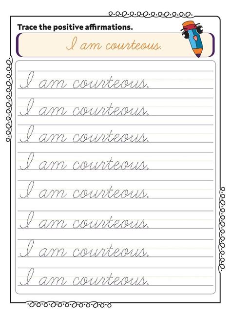 Cursive Inspirational Word Tracing Worksheet 16221800 Vector Art At