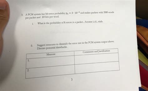 Solved A PCM System Has Bit Error Probability Po Per Packet Chegg Com