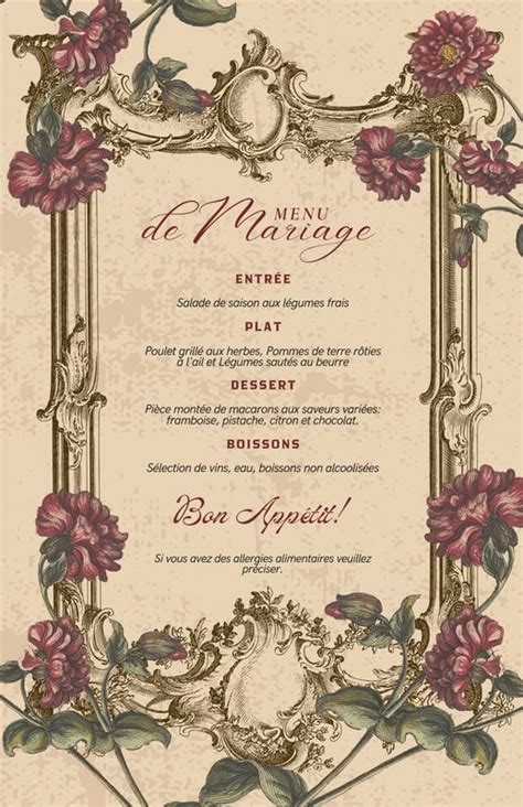Menus De Mariage Les Plus Beaux Modèles Du Web Canva