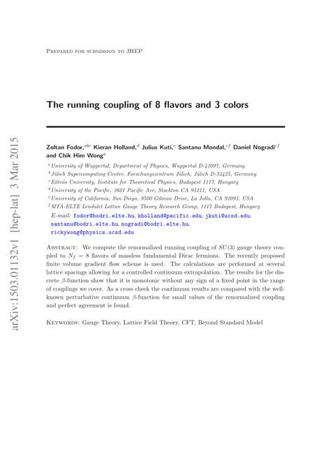 Pdf The Running Coupling Of 8 Flavors And 3 Colors