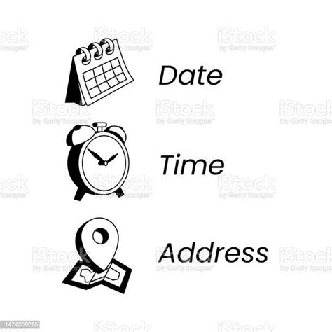 Date Time Address Or Place Icons Symbol Stock Illustration Download Image Now Blue Calendar
