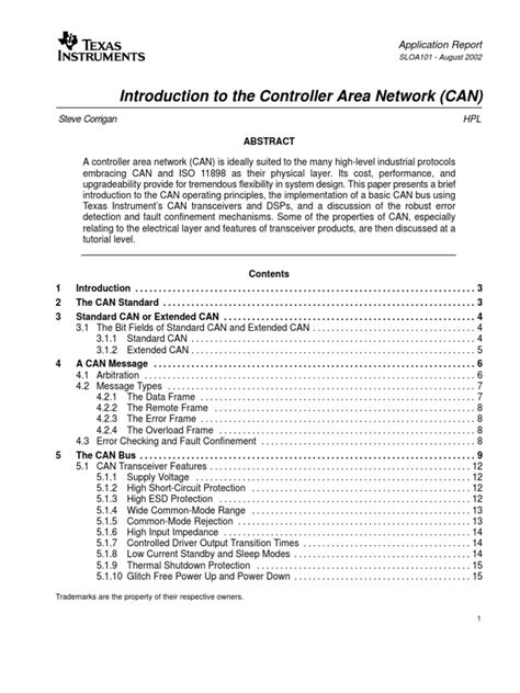 introduction to the controller area network download free pdf osi