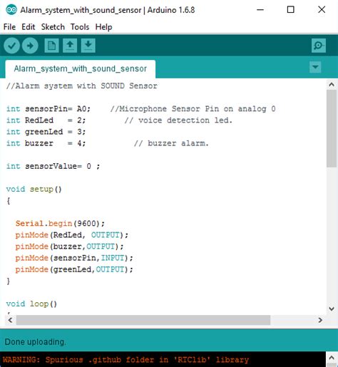 An Alarm System With Sound Detector Sensor