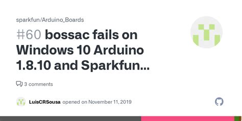 Bossac Fails On Windows 10 Arduino 1810 And Sparkfun Samd 172