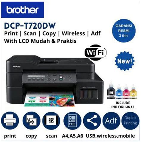 Printer Brother Aio Print Scan Copy Ecotank Dcp T Dw Wifi Adf
