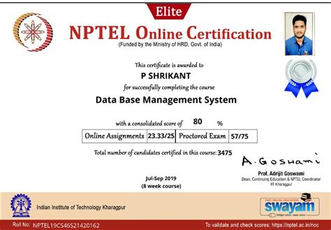 p shrikant on linkedin iitkharagpur nptel databasemanagement