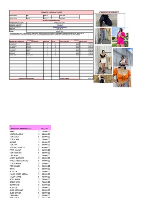 formato pedido victorem septiembre 15 pdf ropa moda