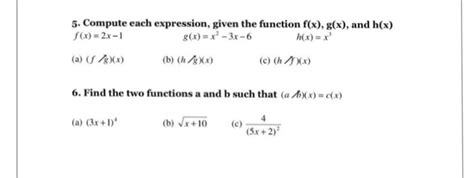 solved 5 compute each expression given the function f x