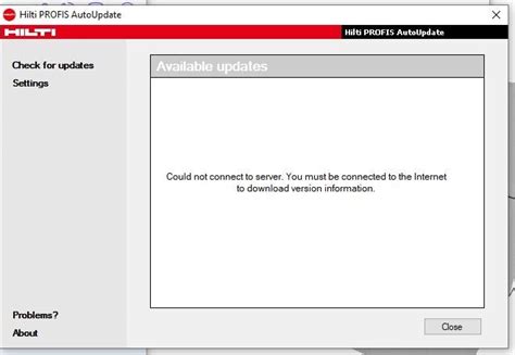 HILTI PROFIS AutoUpdate Always Could Not Connect To Server A