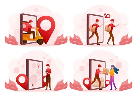 Isolated Delivery Vehicle Vector Flat Illustrations Of Motorcycle