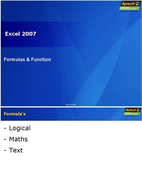 excel 2007 formulas and function pdf formula spreadsheet