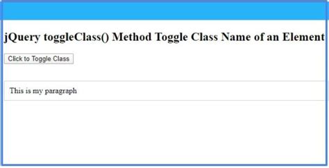 Jquery Toggleclass Method Toggle Element Class