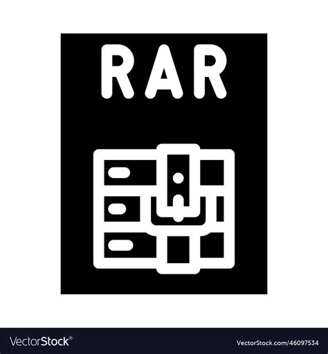 Rar File Format Document Glyph Icon Royalty Free Vector