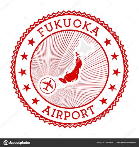 Fukuoka Airport Stamp Airport Logo Vector Illustration Fukuoka Aeroport