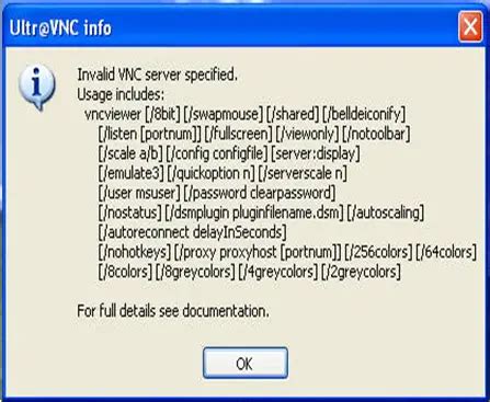 Invalid VNC Server Error Specified Techyv