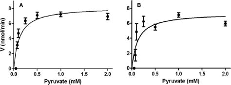 Michaelis Menten Kinetic Analyses Of Pyruvate Using The Hplc Method A Download Scientific
