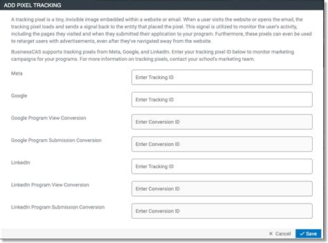 Add Pixel Tracking Liaison