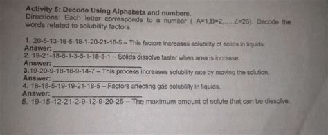 Activity Decode Using Alphabets And Numbers StudyX