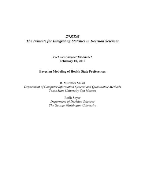 Pdf Bayesian Modeling Of Health State Preferences
