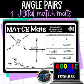 Complementary Supplementary And Vertical Angles Match Activity Geometry