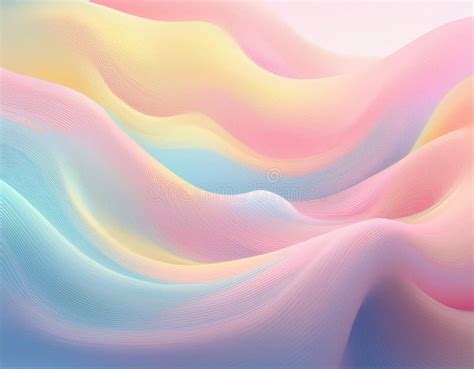 Pastel Soft Waves In Abstract Fluid Design Gentle Calming Background With Flowing Smooth