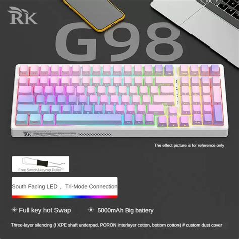 New Arrival RK G98 Tri Mode Customized Mechanical Keyboard Wireless 2 4G Bluetooth Wired Poron