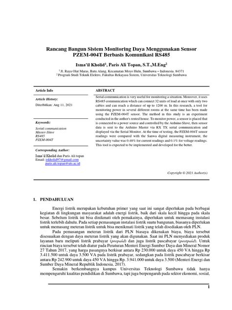 Rancang Bangun Sistem Monitoring Daya Menggunakan Sensor Pzem 004t