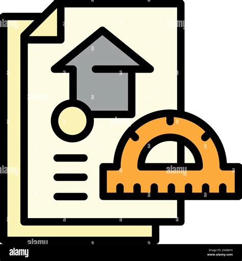 Architect Protractor House Project Icon Outline Architect Protractor