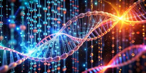 Unveiling The Digital Genome Intertwined Dna And Glowing Binary Code Symbolize The Convergence