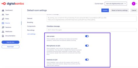 How To Configure Your Room Default In Digital Samba Using The Dashboard