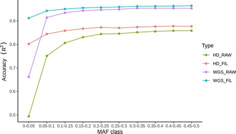 Average Estimated Imputation Accuracy Across Different Minor Allele