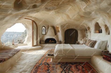 Cozy Cave Hotel Room In Cappadocia Featuring Natural Stone Walls And A